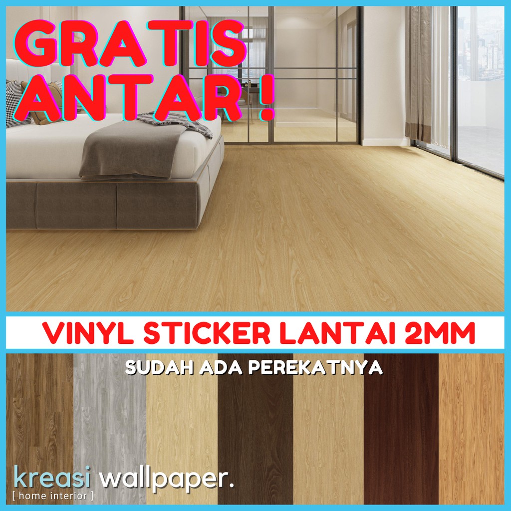 Jual Vinyl Lantai Sticker Stiker Motif Kayu Parket 2mm Per Box 3.345 m2 ...