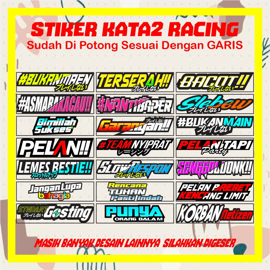Jual Stiker Sponsor kata-kata Racing Helm SENGGOLDONK SLOWRESPON ...