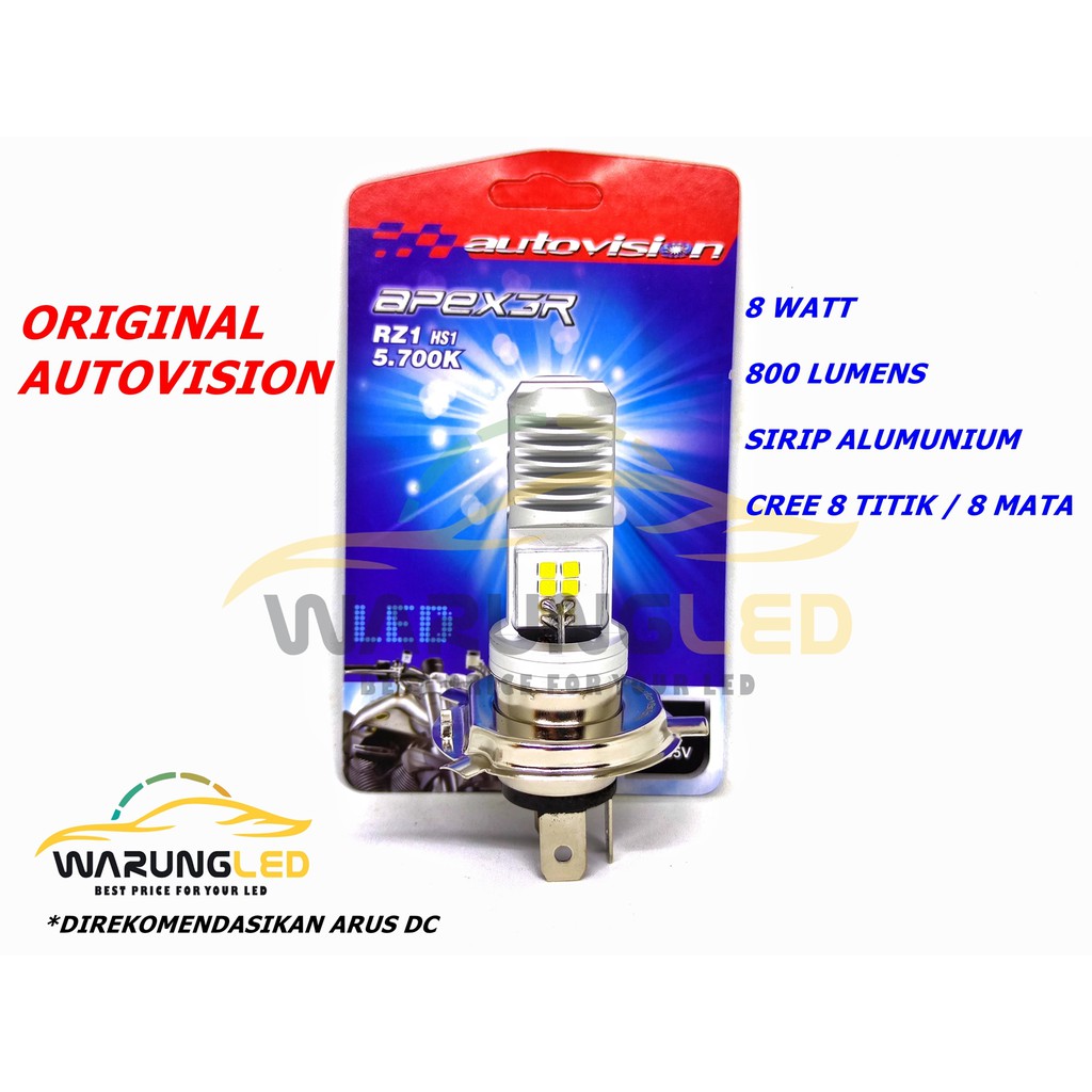 Jual LAMPU LED DEPAN MOTOR AC DC H4 HS1 AUTOVISION RZ1 PUTIH | Shopee ...