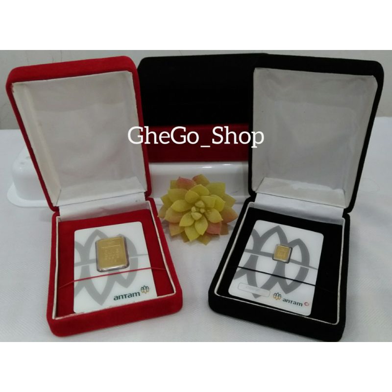 Jual Kotak Hadiah Emas Logam Mulia LM Bludru Gift Box Merah Hitam ...