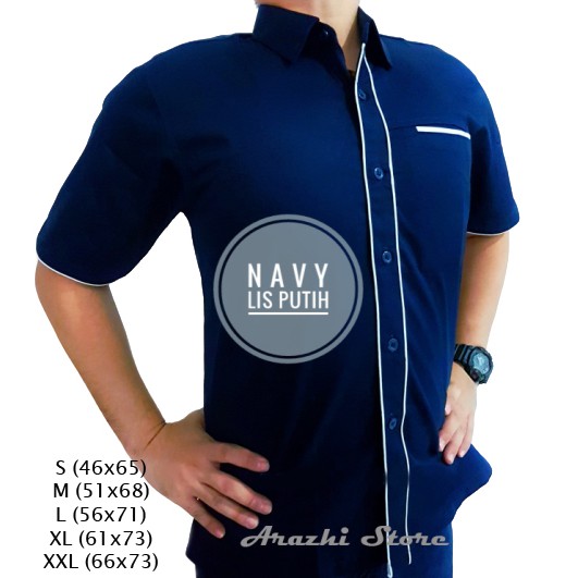 Jual Seragam Kerja Pria Drill Navy Kemeja Kerja Pria Dongker Baju Kerja ...