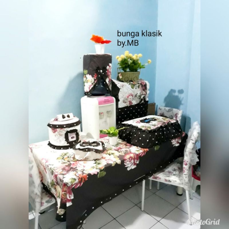 Jual BUNGA KLASIK HITAM _ Taplak 140x190cm Homeset Dapur, Kitchen Set ...