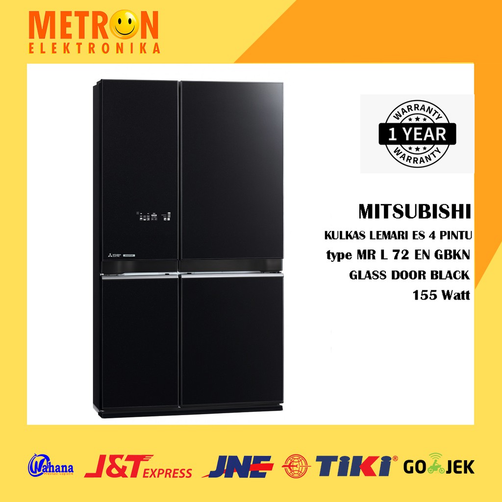 Jual MITSUBISHI MR L 72 EN GBKN / GLASS DOOR BLACK / KULKAS 4 PINTU 710 ...