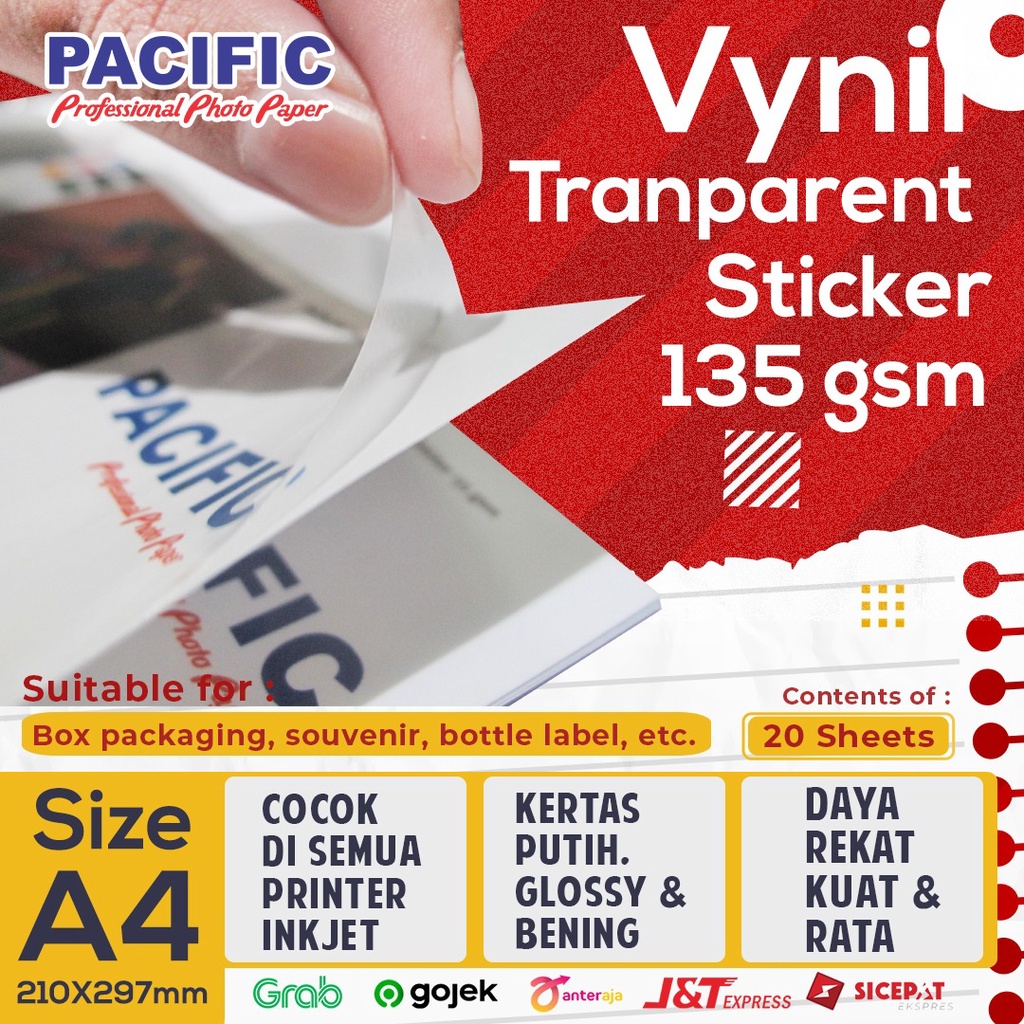 Jual CANOPUS Kertas Stiker Transparant Sticker Paper Vinyl Inkjet A4 ...