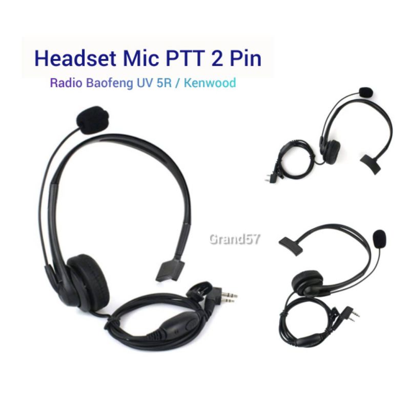 Jual Headset Microphone Mic HT PTT Radio Baofeng UV 5R For Kenwood ...