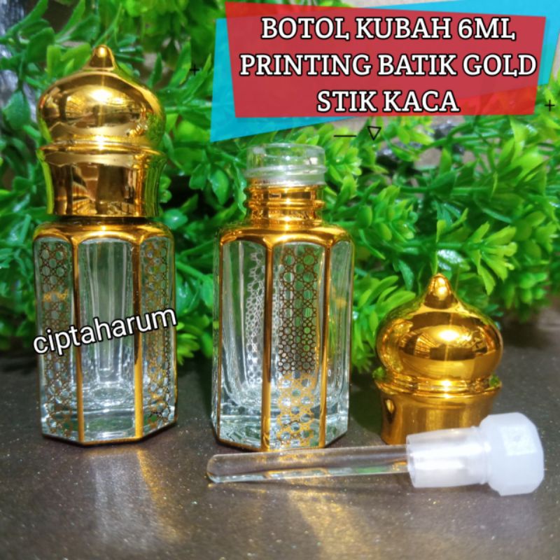 Jual Botol kubah 6ml stik kaca printing batik gold - botol parfum ...