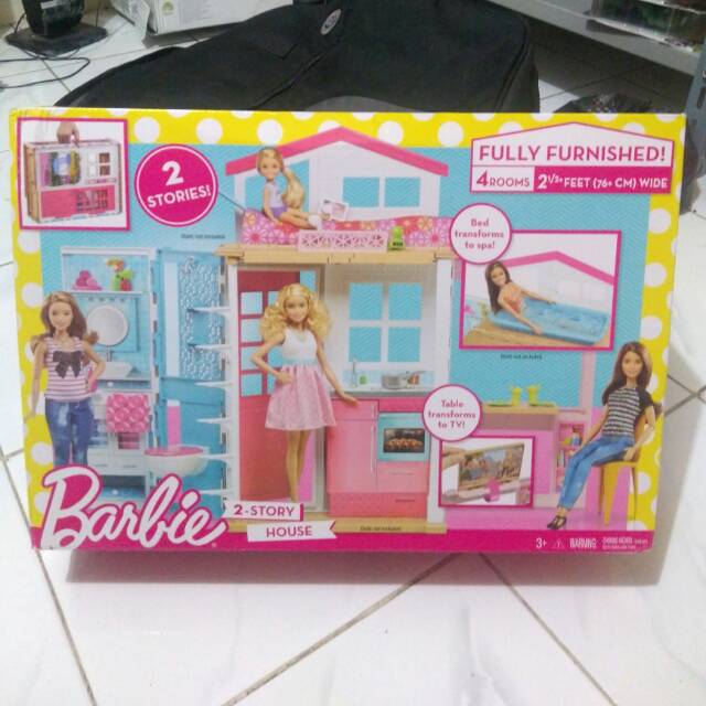 Jual mainan rumah barbie 2 story house and furniture ori mattel ...
