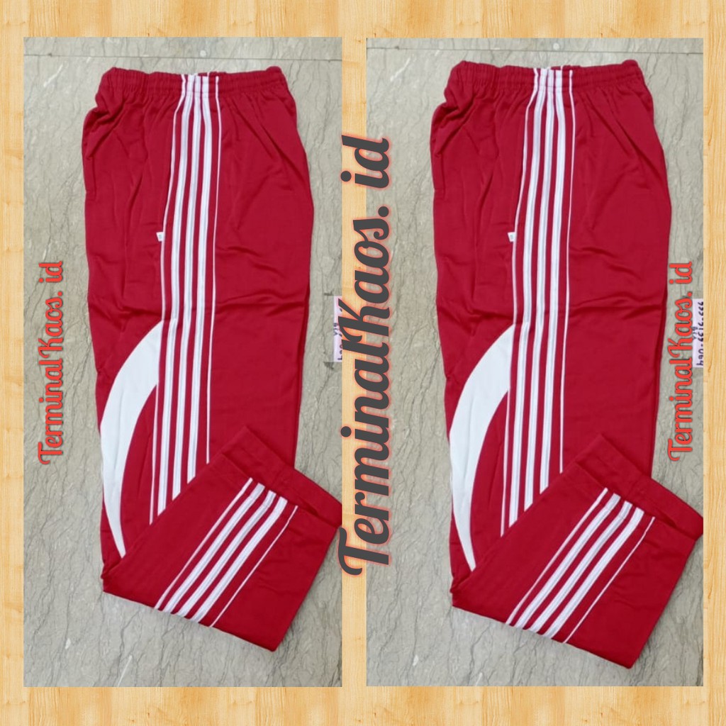 Jual CELANA TRENING MERAH LIST PUTIH BAHAN DIAADORA ~ KARET KELILING ...