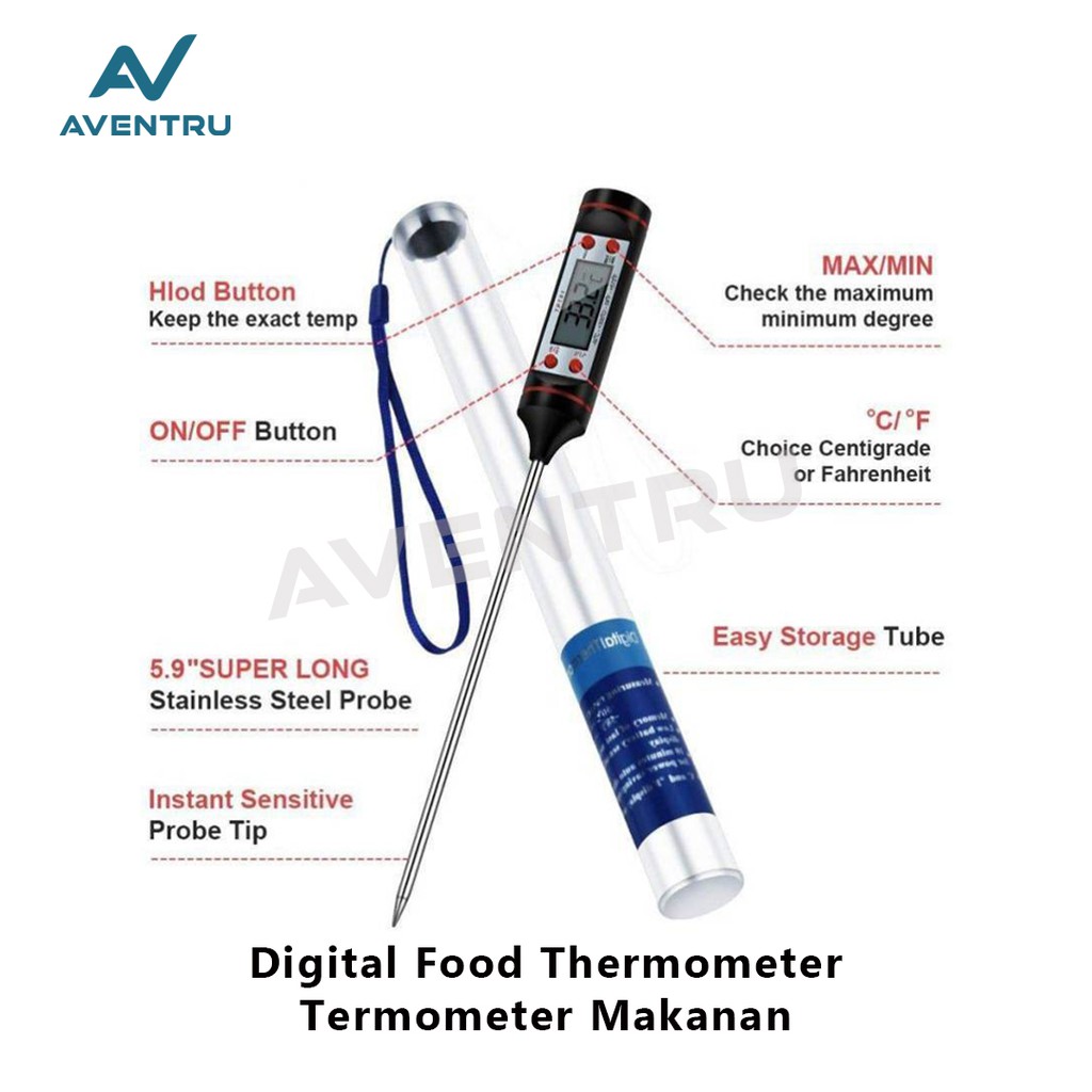 Jual Digital Food Thermometer - Termometer Makanan Masakan / Air Dapur ...