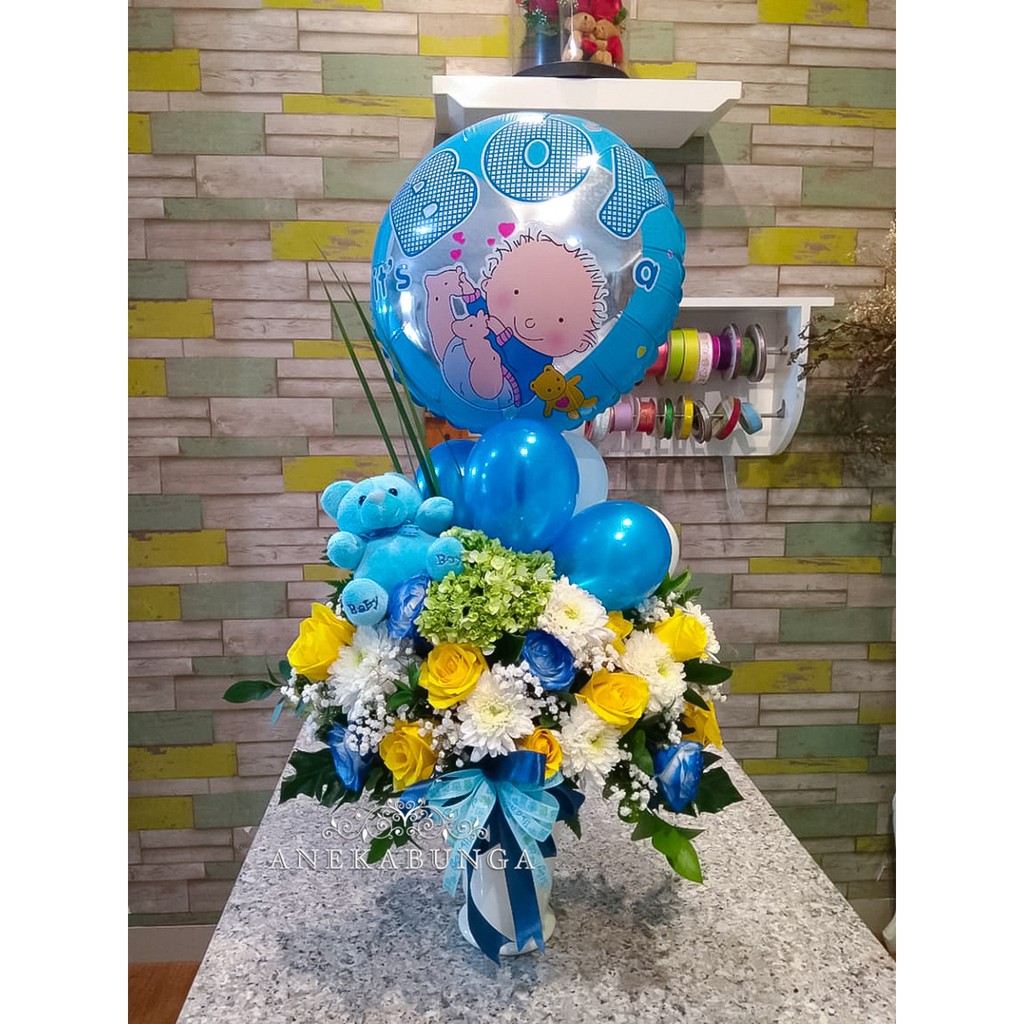 Jual Rangkaian Balon Bunga Asli Ucapan Kelahiran Anak Bayi Fresh Flower ...