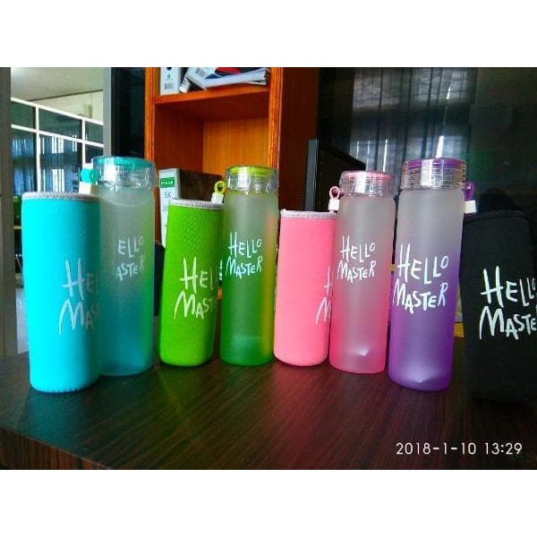 Jual Botol Minum Anak Hello Master Kaca Plus Free Pouch | Shopee Indonesia