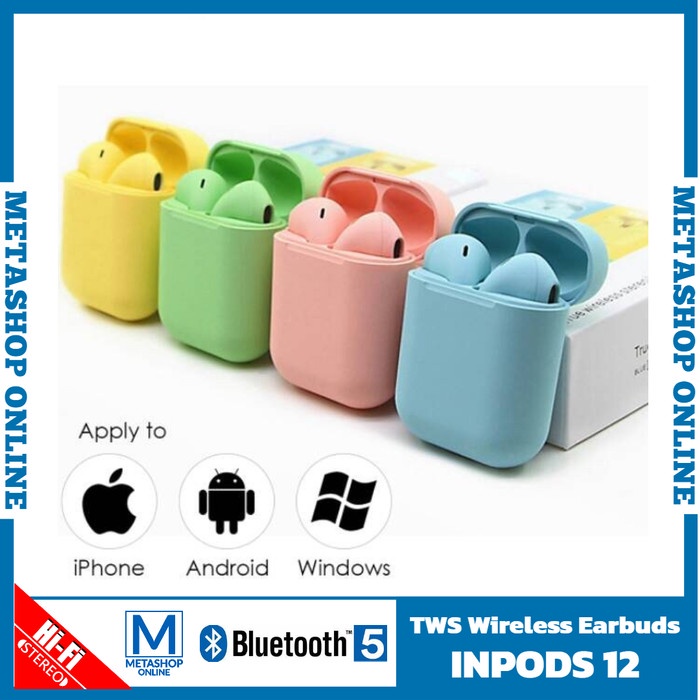 Jual Inpods 12 TWS Headset Bluetooth 5.0 Wireless Earphones Macaron ...