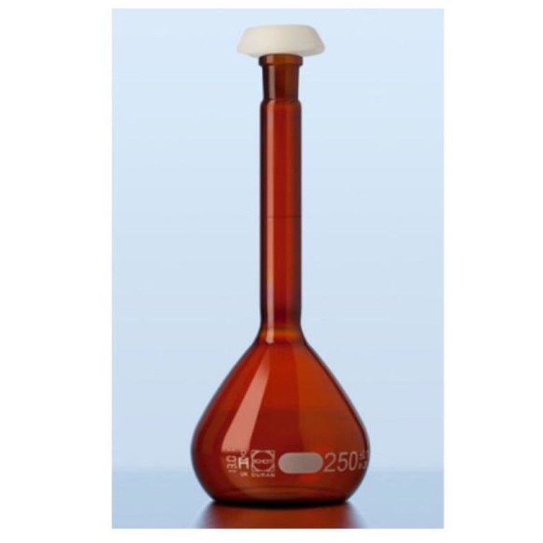 Jual VOLUMETRIC FLASK 1000mL. Class A. Amber Color. Plastic PE Stopper ...