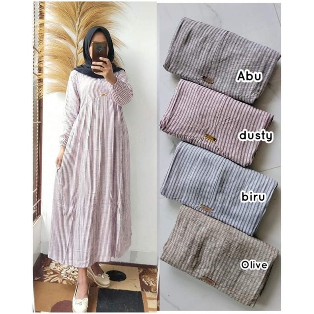 Jual MIDI DRESS RAYON MOTIF SALUR TERBARU/MIDI DRESS RAYON PREMIUM | Shopee Indonesia