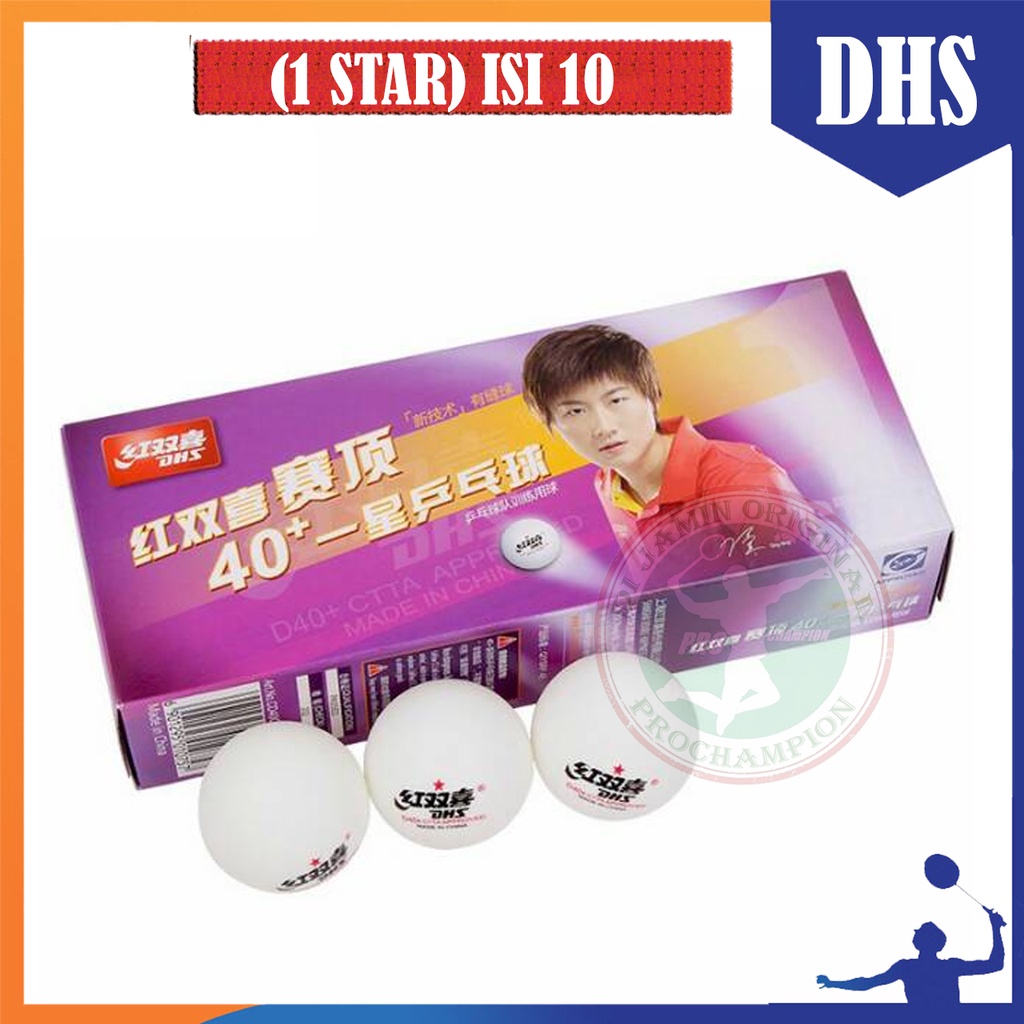 Jual DHS 1 STAR D40+ ISI 10 BOLA PINGPONG / TENIS MEJA ORIGINAL - 1 STAR ISI 10 | Shopee Indonesia