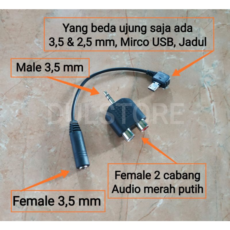 Jual Jack Audio RCA Y 3,5mm + kabel input 3,5 & 2,5 mm/ Micro USB/Jadul ...