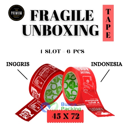 Jual LAKBAN / ISOLASI / SELOTIP FRAGILE MERAH UNBOXING ENGLISH ...