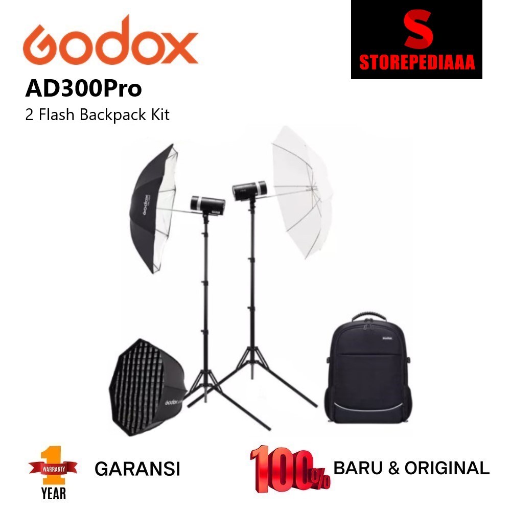 Jual Godox AD300Pro 2 Flash Backpack Kit AD300 Pro Dual Flash Kit 2 ...