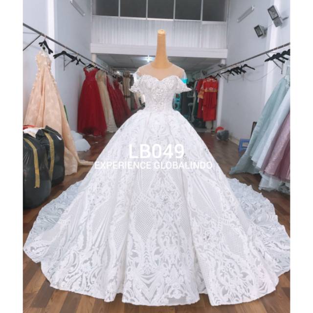 Jual Gaun Sabrina Premium LB049 | Shopee Indonesia
