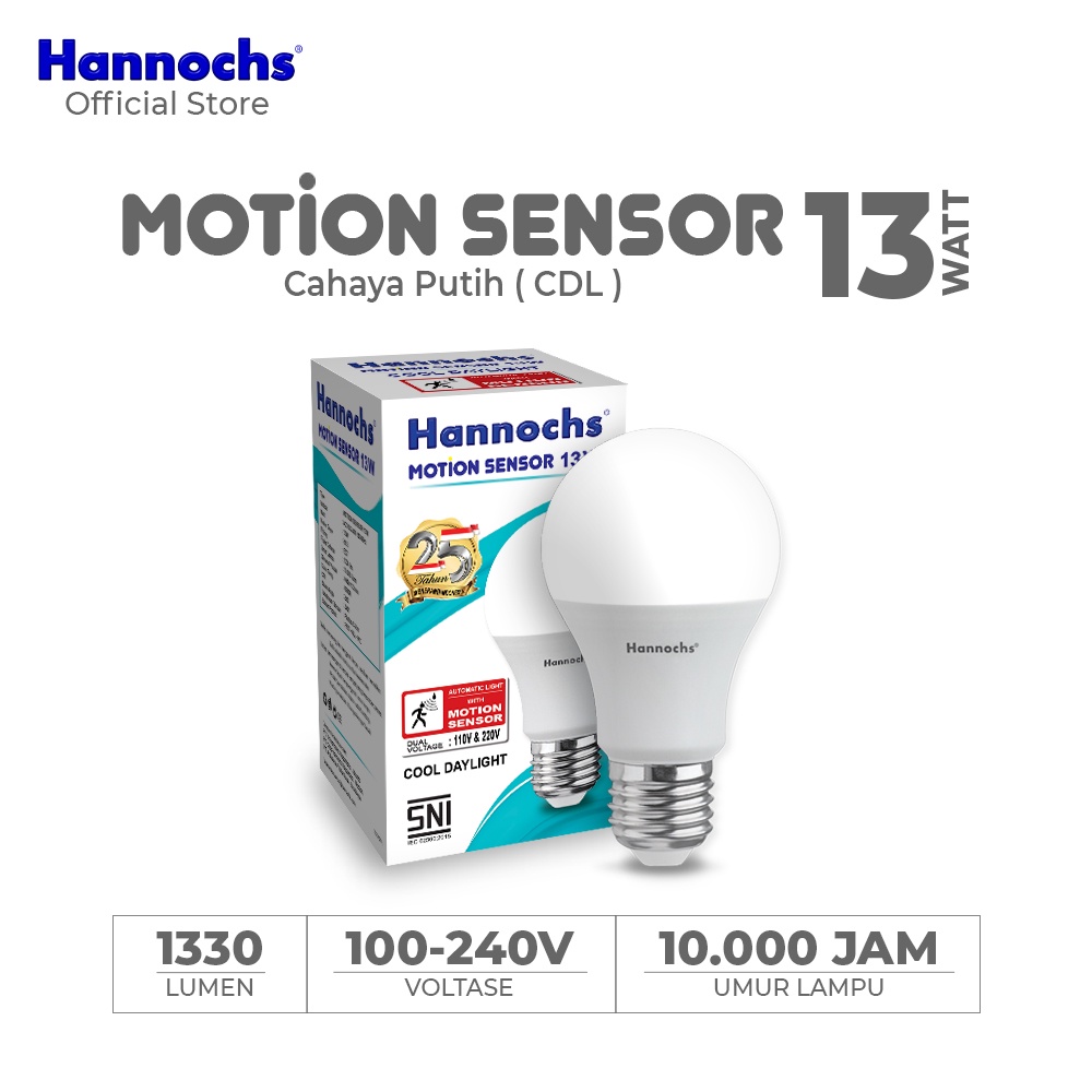 Jual Hannochs Lampu Bohlam LED Motion Sensor/Sensor Gerak 13W Cahaya ...