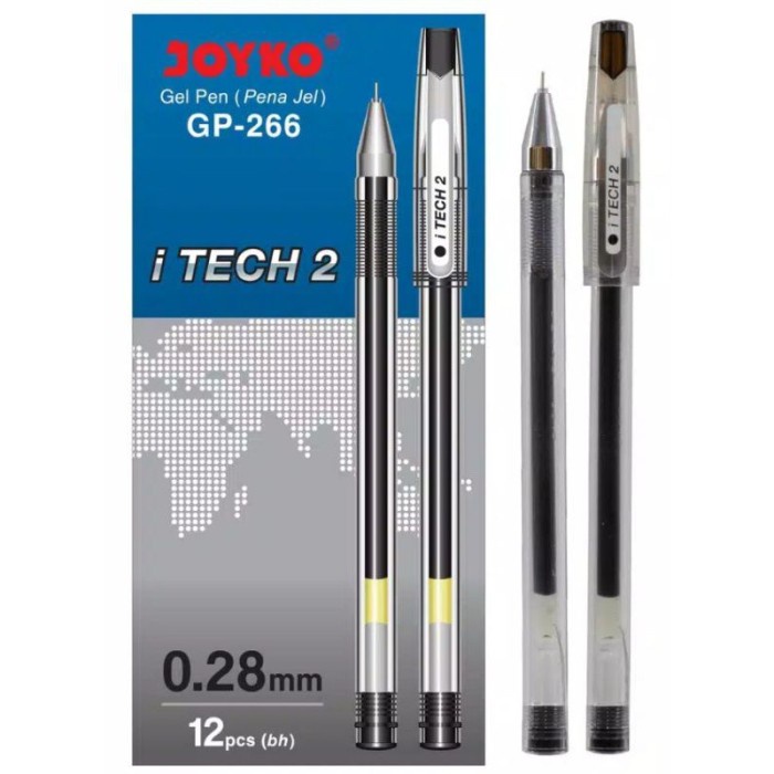 Jual Pulpen Gel Pen Gel Joyko Gp 266 Itech 2 028 Mm Hitam 1 Lusin Shopee Indonesia