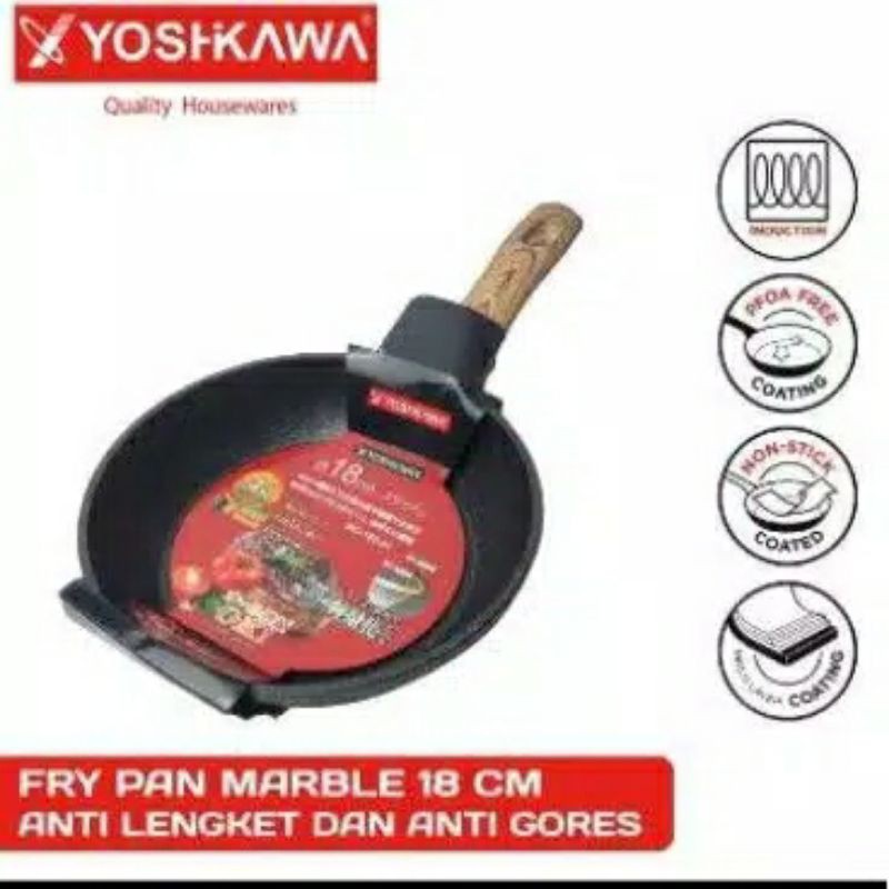 Jual yoshikawa frypan fry pan 18cm 18 cm wajan penggorengan anti lengket marble granit ceramic ...