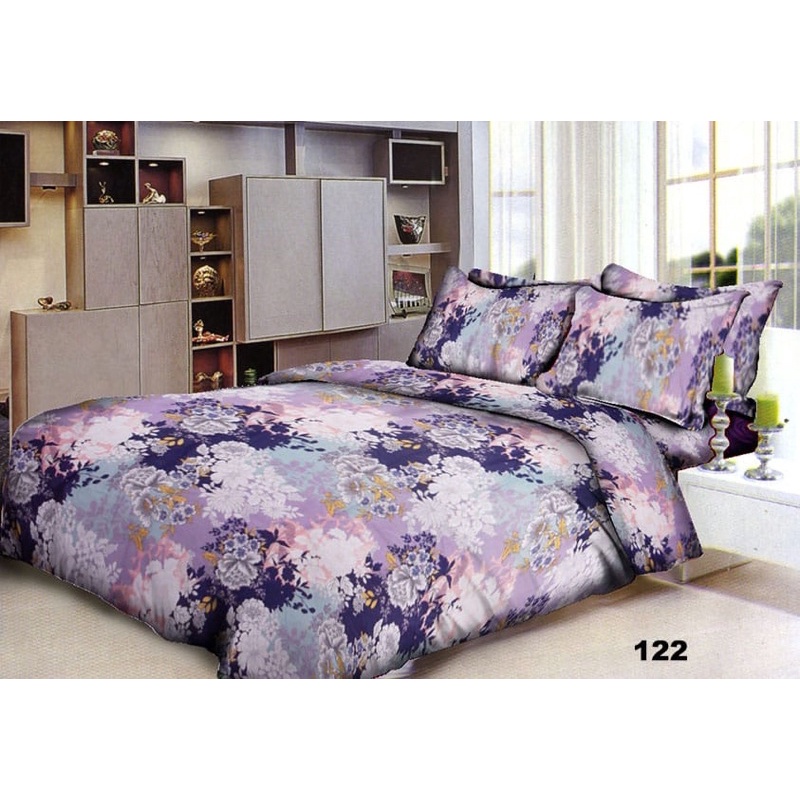 Jual sprei bed sheet vita motif bunga ungu kain katun lokatex ...