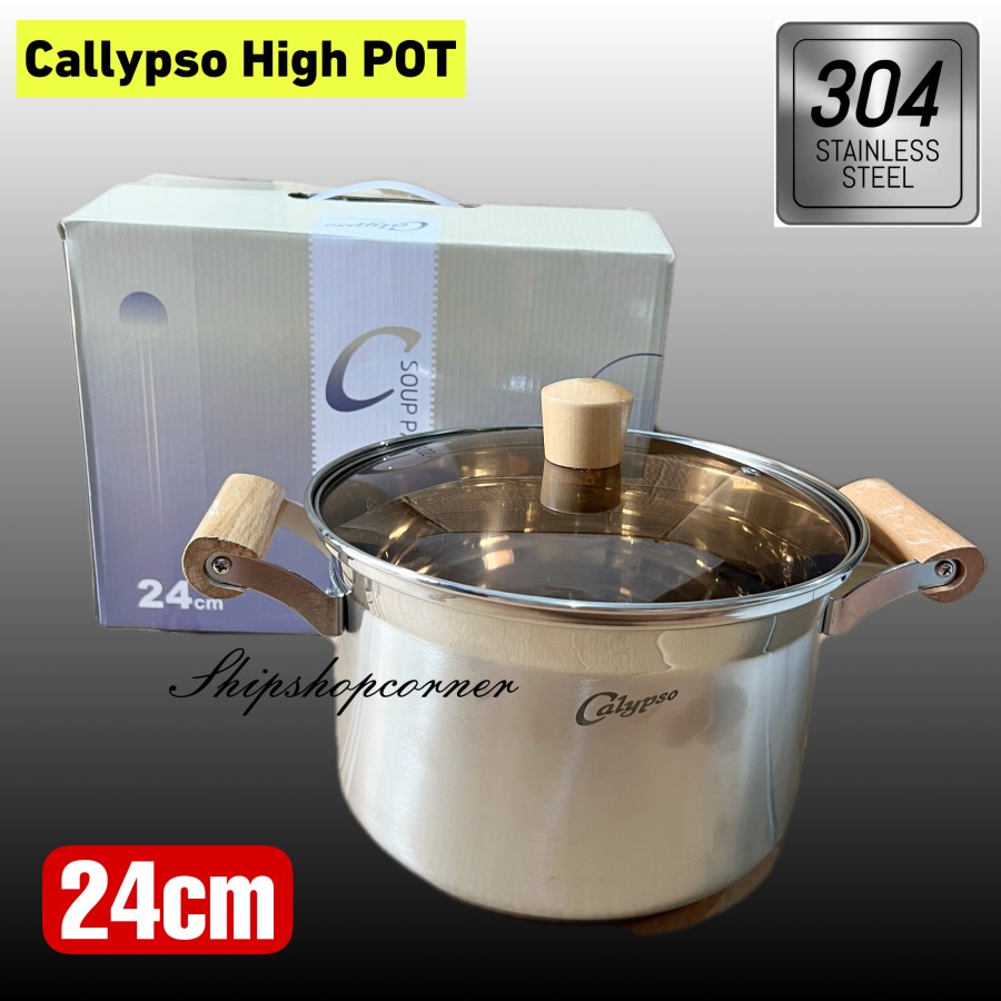 Jual Callypso Panci Sup Stainless 24cm / high soup pot Double Bottom ...