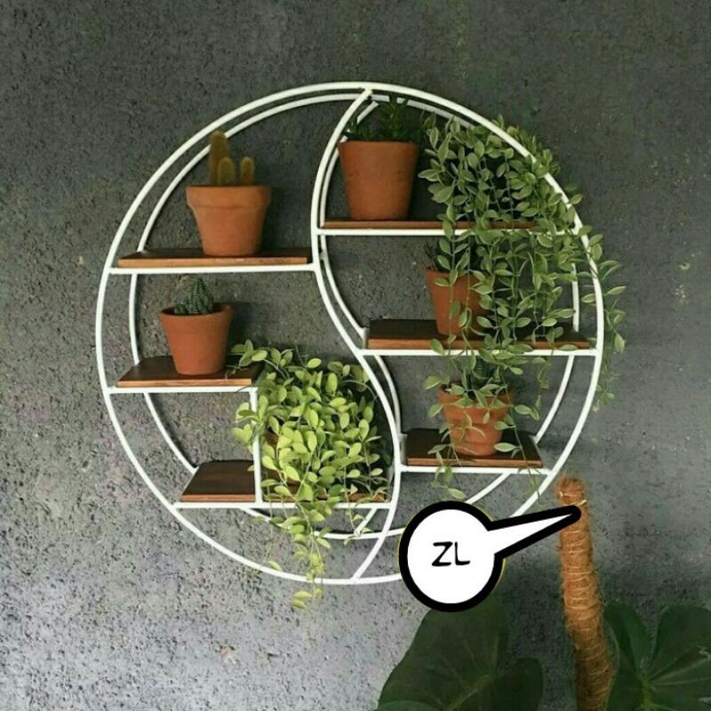 Jual Rak bunga besi lingkaran 6 susun - Hiasan rak bunga dinding ...