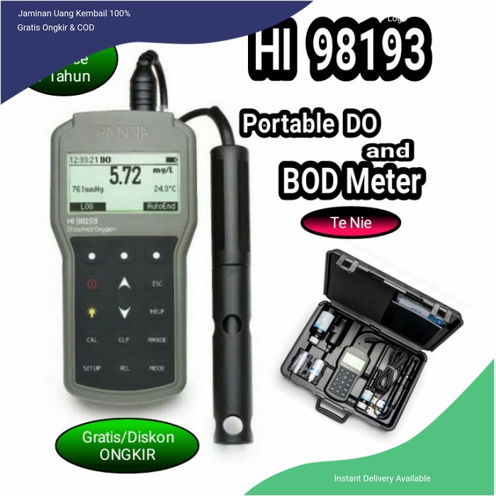 Jual Hanna instruments HI-98193 Professional Waterproof DO and BOD Meter | Shopee Indonesia