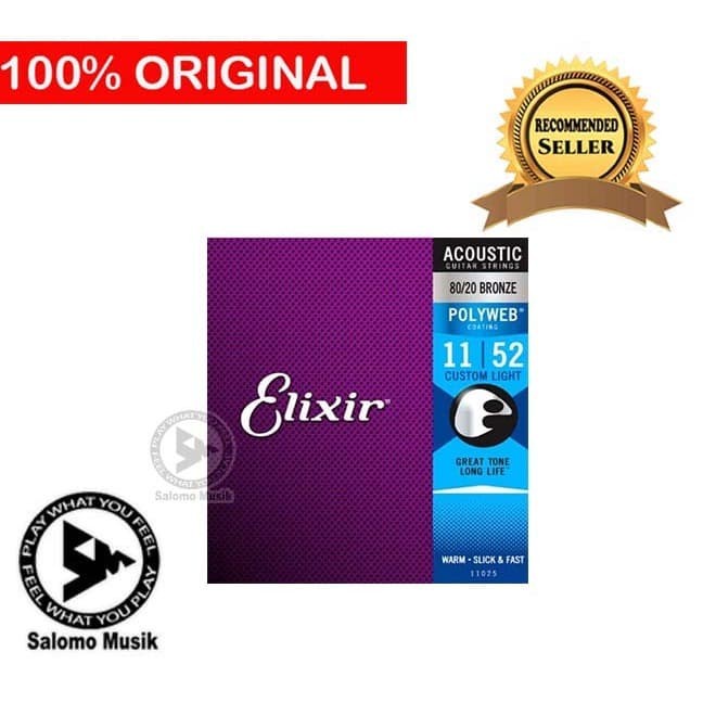 Jual Senar Gitar Akustik Original Elixir 11025 Polyweb 11-52 Original ...