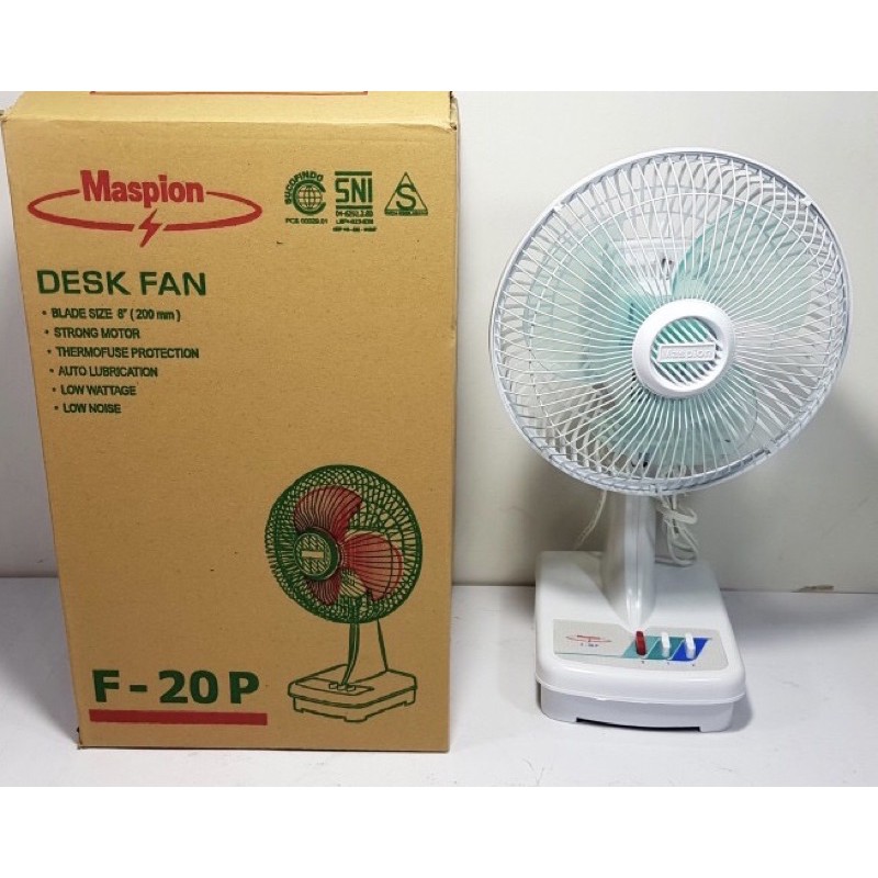 Jual desk fan MASPION 8 inch F-20P kipas angin meja bisa geleng ...