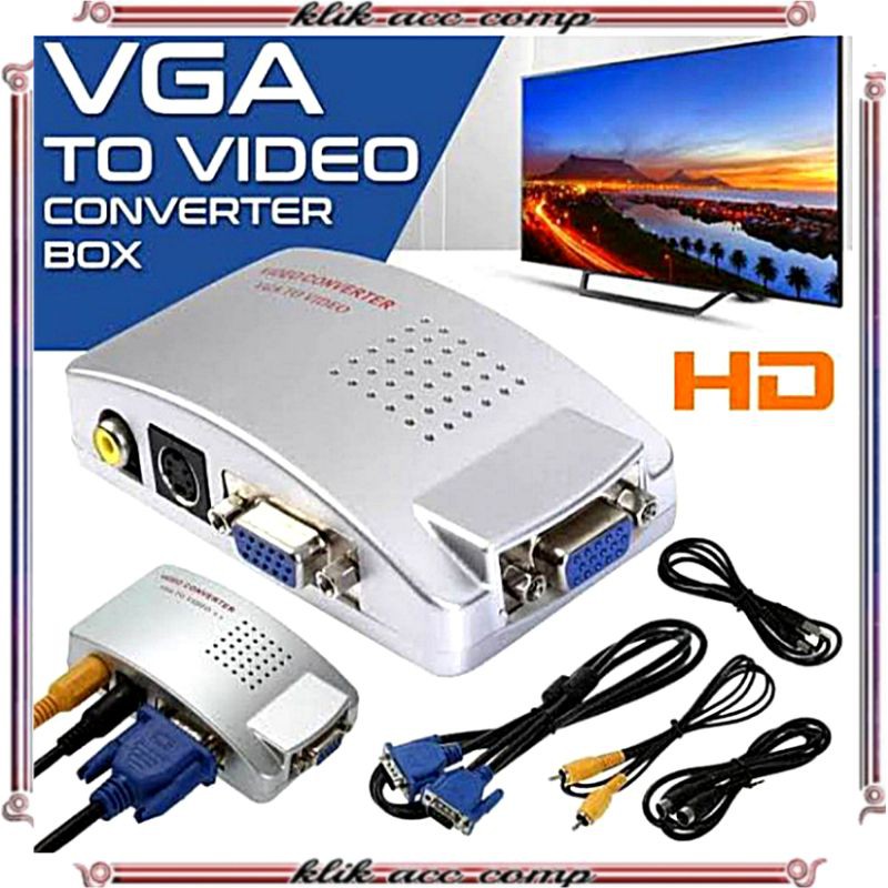 Jual Converter VGA TO RCA / PC to TV /vga to rca / av | Shopee Indonesia