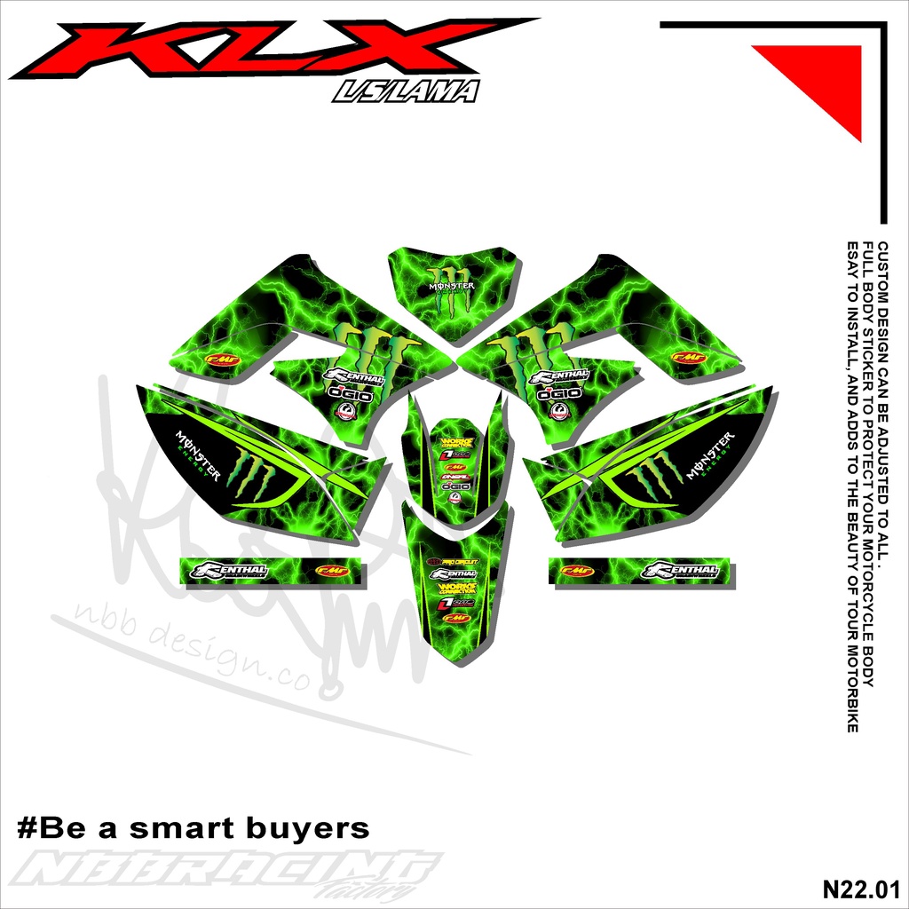 Jual Decal Stiker KLX 150 S / L Lama - Stiker KLX Lama Desain Racing ...