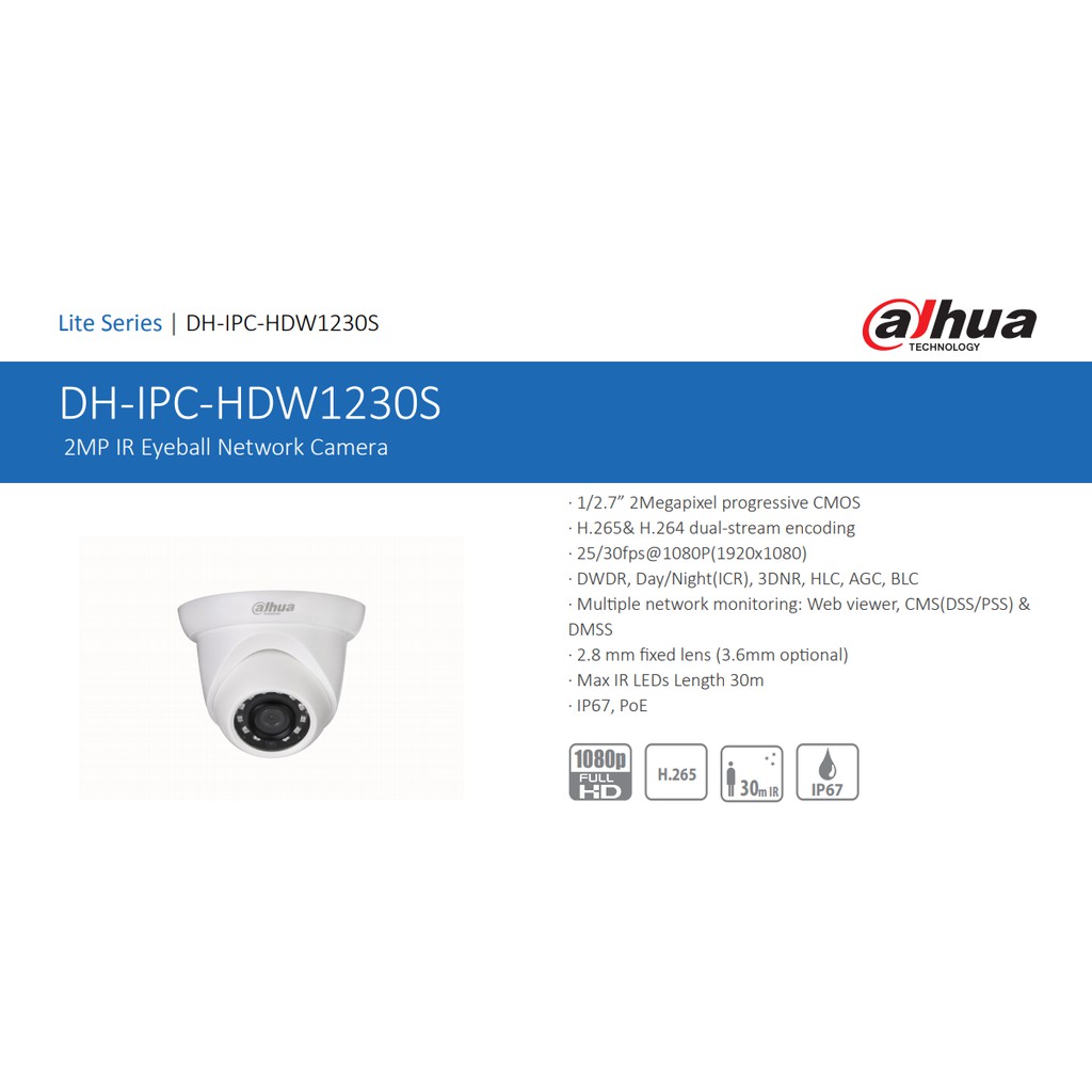Jual Dahua CCTV IPC Camera DH-IPC-HDW1230S-S4 2MP Entry IR Fixed Focal Bullet Netwok Camera ...