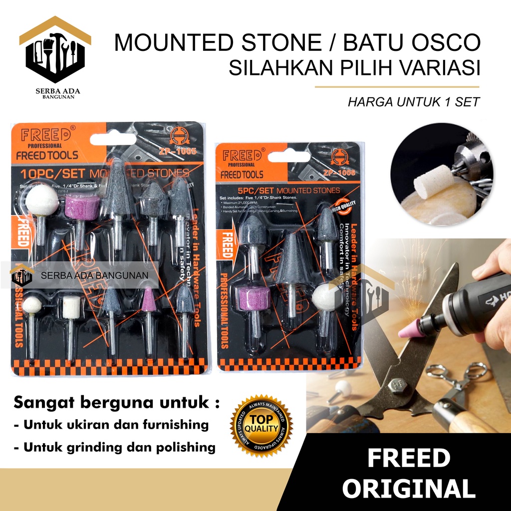 Jual BATU OSCO MATA GERINDA SET BOR / MOUNTED STONE ISI 5 BUAH FRED ...