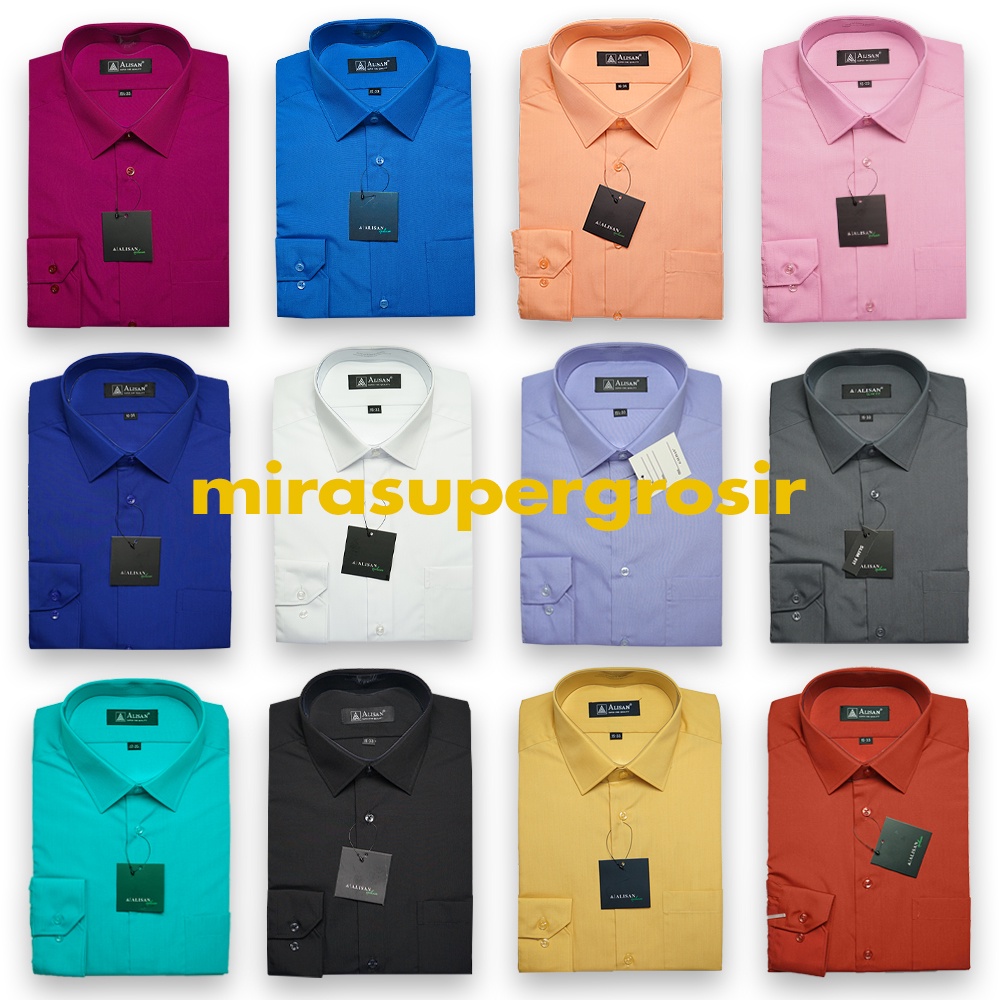 Jual ALISAN Kemeja Pria REGULER Lengan Panjang Original Polos Baju ...