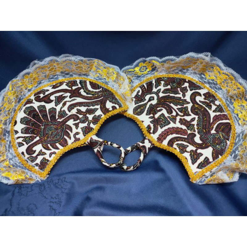 Jual Kipas Domas Motif BATIK Warna Putih Renda Gold Cantik Unik ...