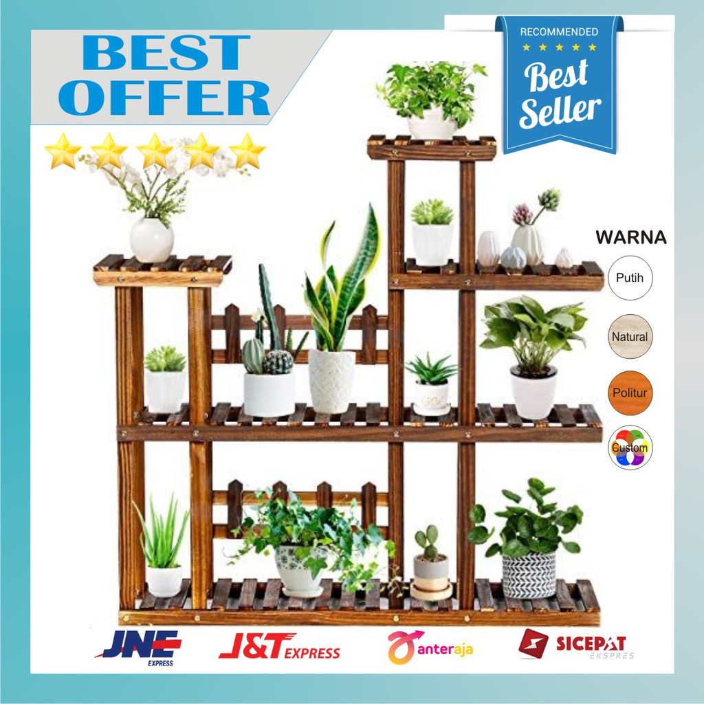 Jual Rak Bunga Kayu Tingkat 4 Desain Simpel Kayu Solid Bukan Kayu Jati ...