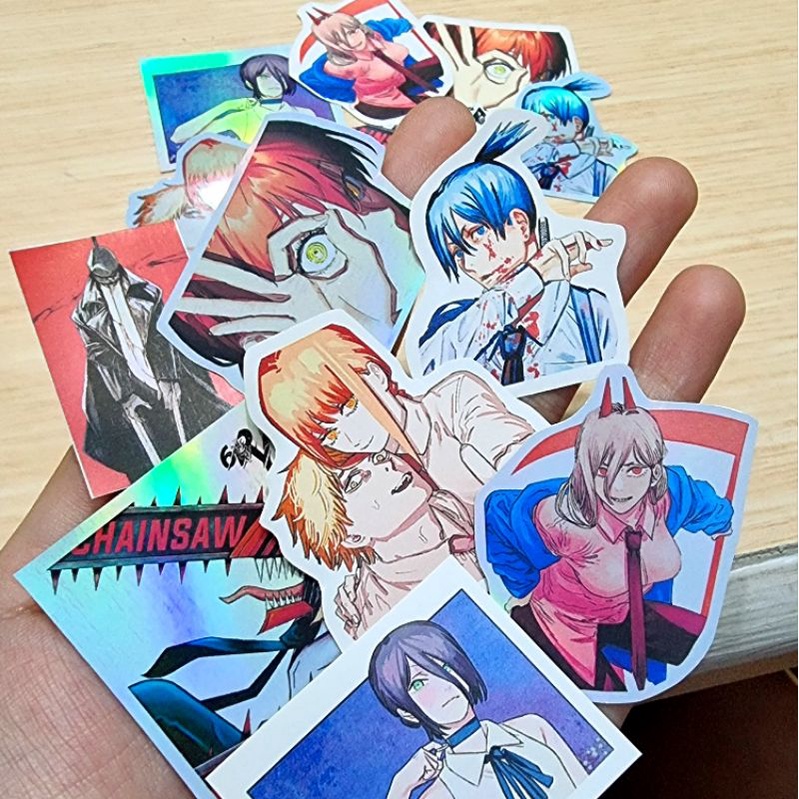 Jual 7 pcs Chainsaw Man Stickers Waterproof Holo Official Manga Cover ...