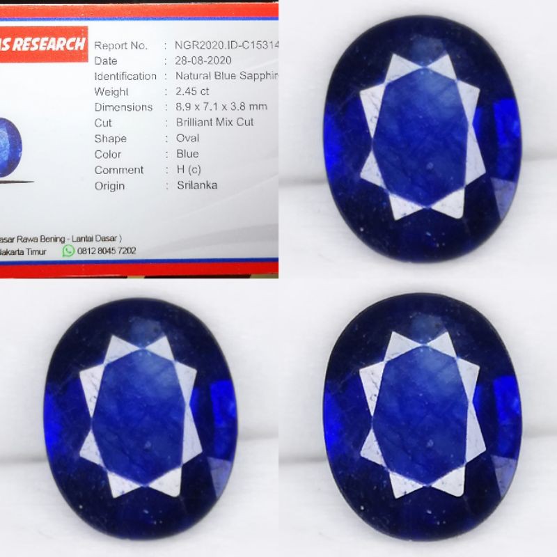 Jual Batu Permata Natural Blue Sapphir Srilanka Plus Memo Ngr Lab ...