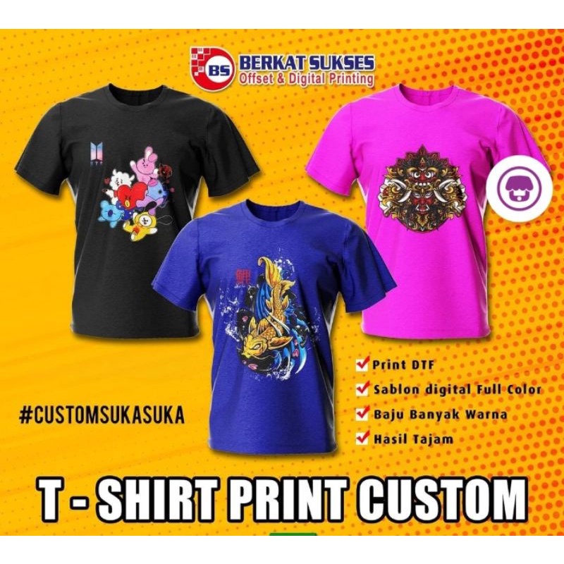 Jual Baju Custom Dtf /tshirt dtf/ sablon baju full color/sablon baju ...