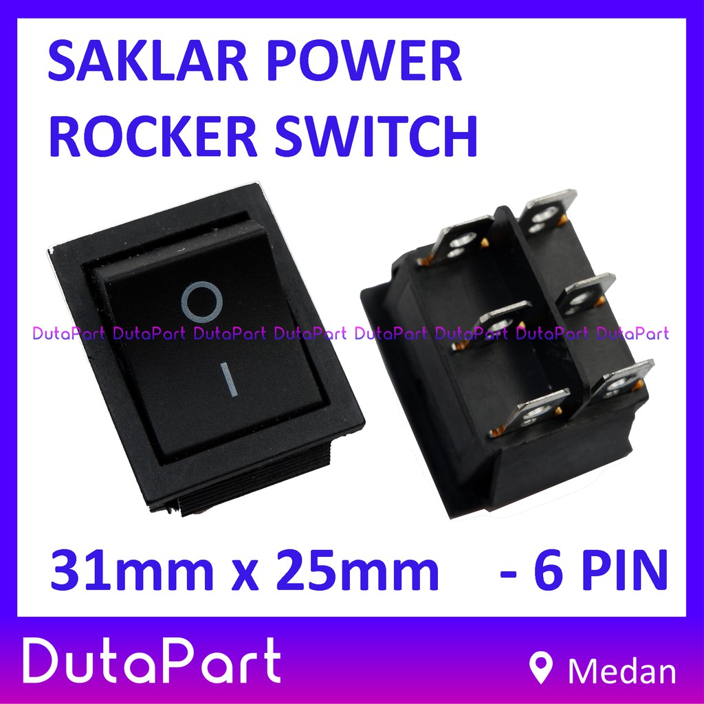 Jual Saklar Power Rocker Switch ON OFF 35mm x 21mm 6 PIN Kaki 16A ...