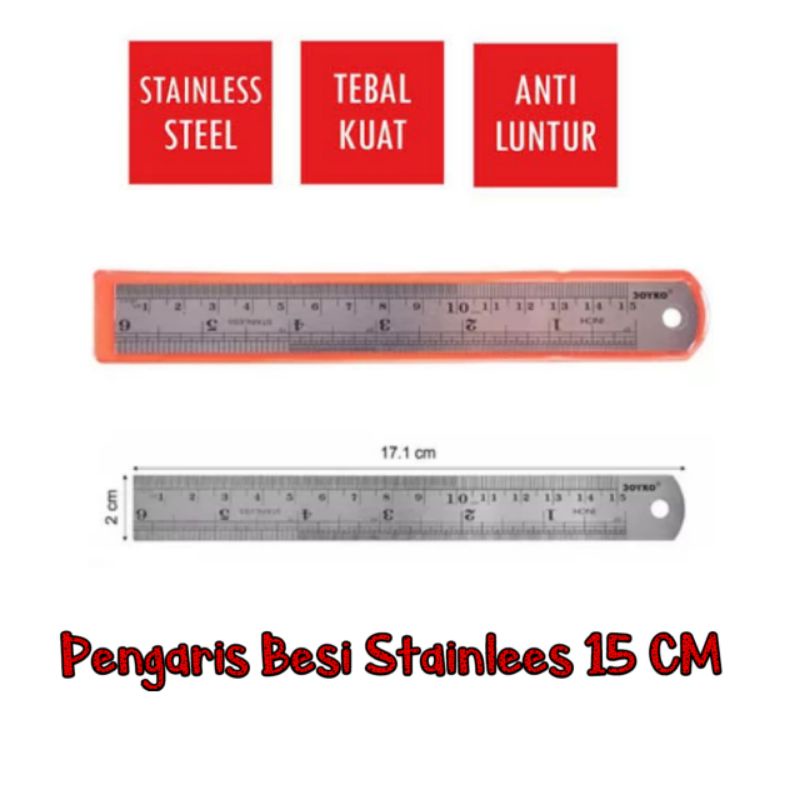 Jual Penggaris Besi Stainless 15 Cm Super Tebal | Shopee Indonesia