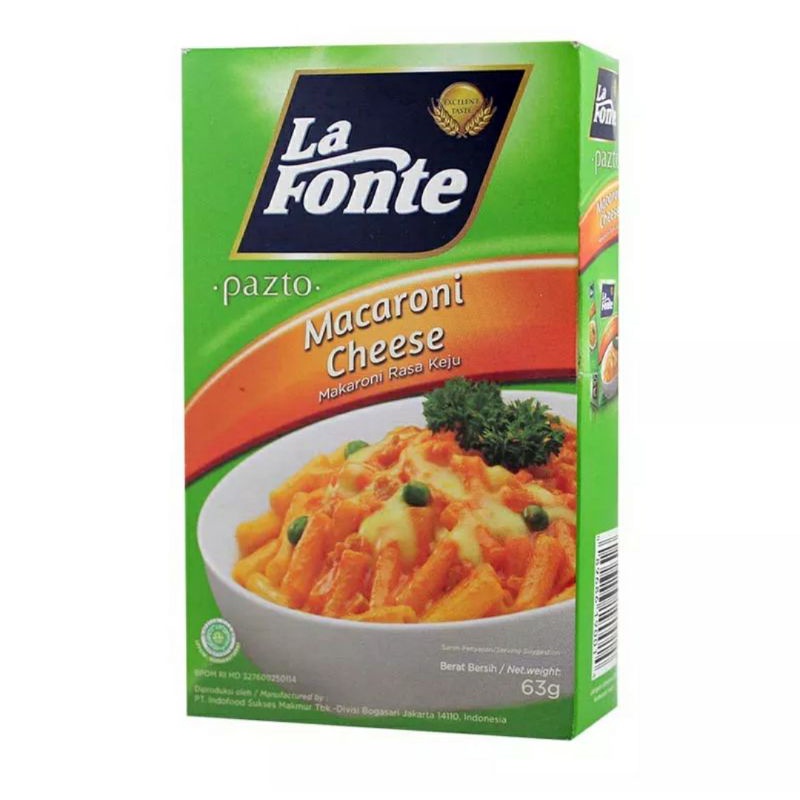 Jual La Fonte Pazto Macaroni Cheese 63 gr Makaroni Keju Pasta | Shopee ...