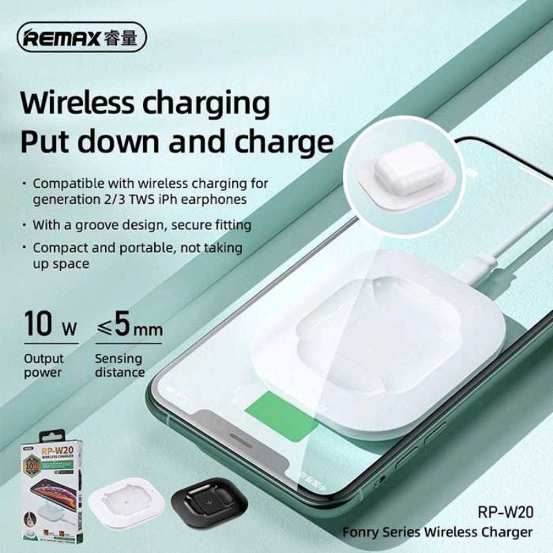 Jual REMAX WIRELESS CHARGER FONNY RP-W20 BLACK | Shopee Indonesia