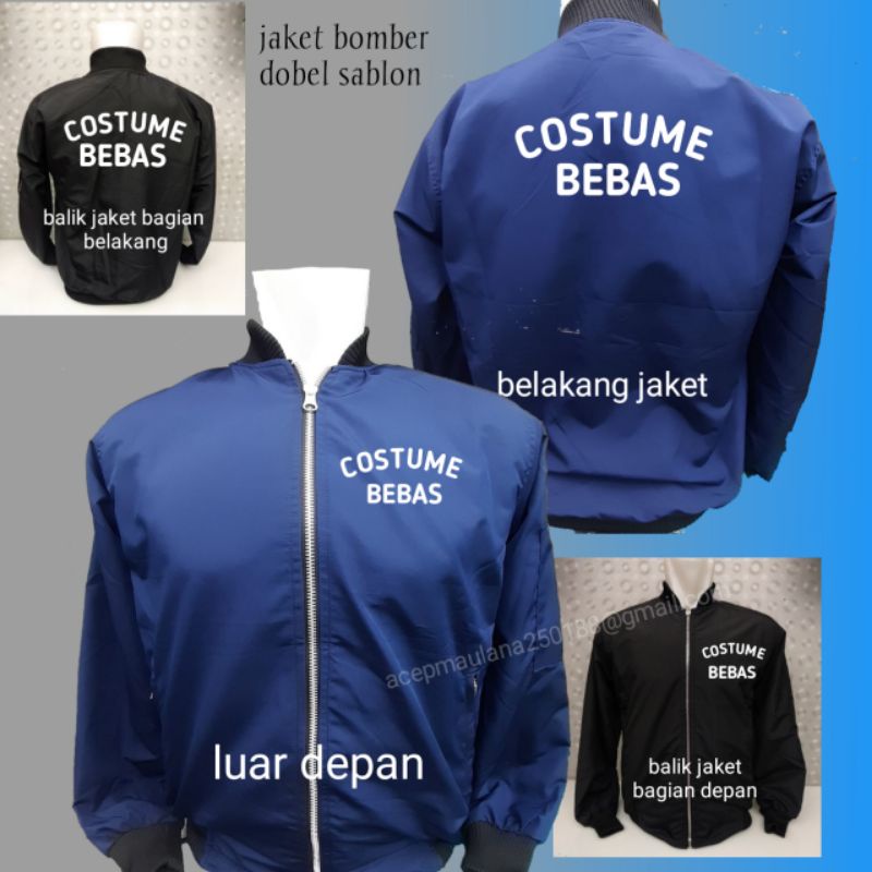 Jual jaket bomber sablon costume dobel sablon bagian luar dan bagian ...