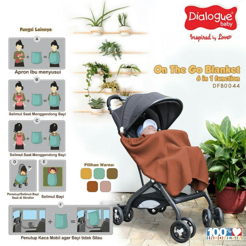 Jual dialogue baby on the go blanket 6in1 function, multifungsi ...