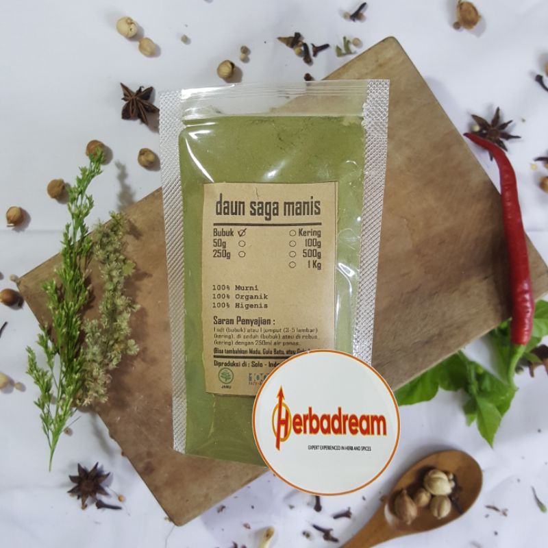 Jual 500 GRAM BUBUK DAUN SAGA MANIS ABRUS PRECATORIUS SOGO RAMBAT SOGOK ...