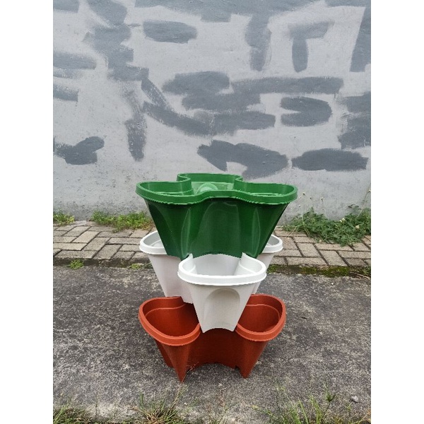 Jual Pot Bunga Tumpuk Phylia 3 Sisi BESAR TERBARU! | Shopee Indonesia